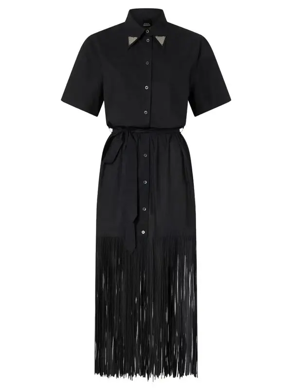 Pinko Fringed Collared Dress - Black