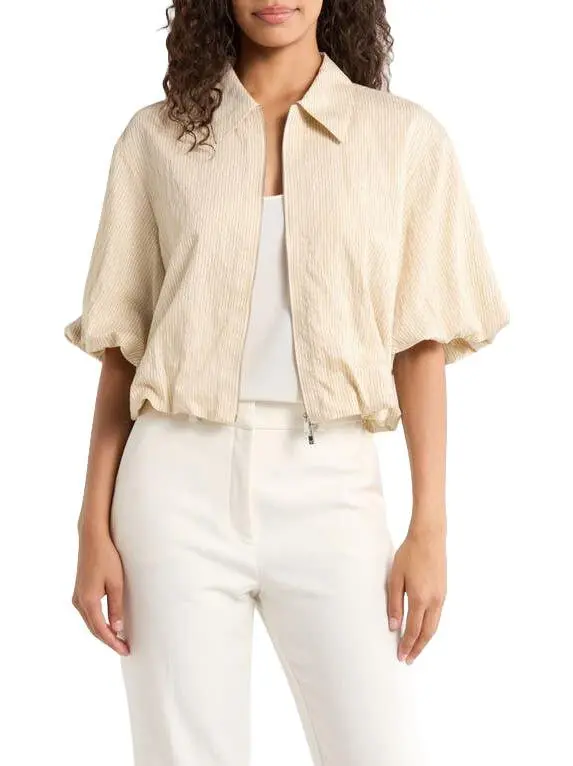 Vince Camuto Stripe Crop Bubble Jacket - Birch