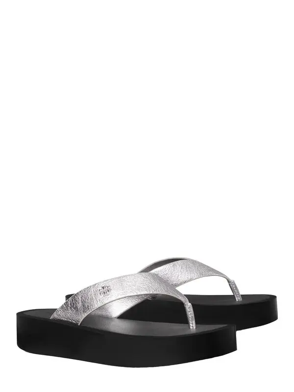 Tory Burch Platform Flip Flop - Silver/perfect Black/silver