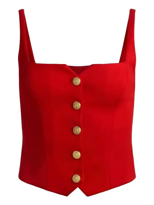 Alice + Olivia Kelcey Button Vest - Red