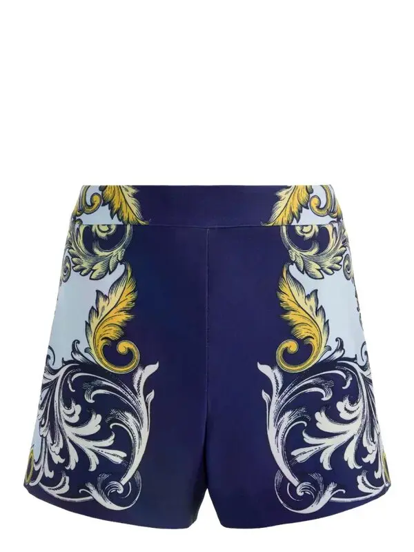 Alice + Olivia Hera Print Zip Shorts - Blue