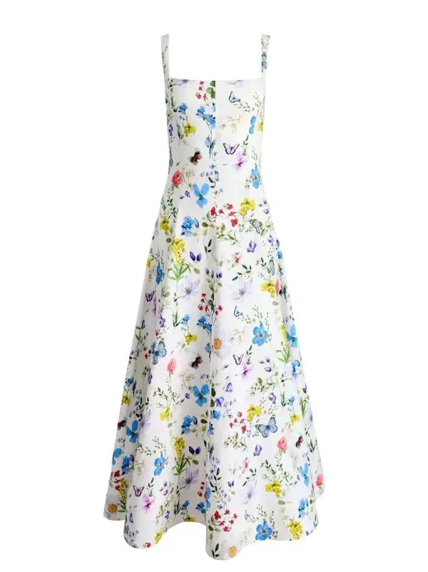 Alice + Olivia Polly Flared Midi Dress - White