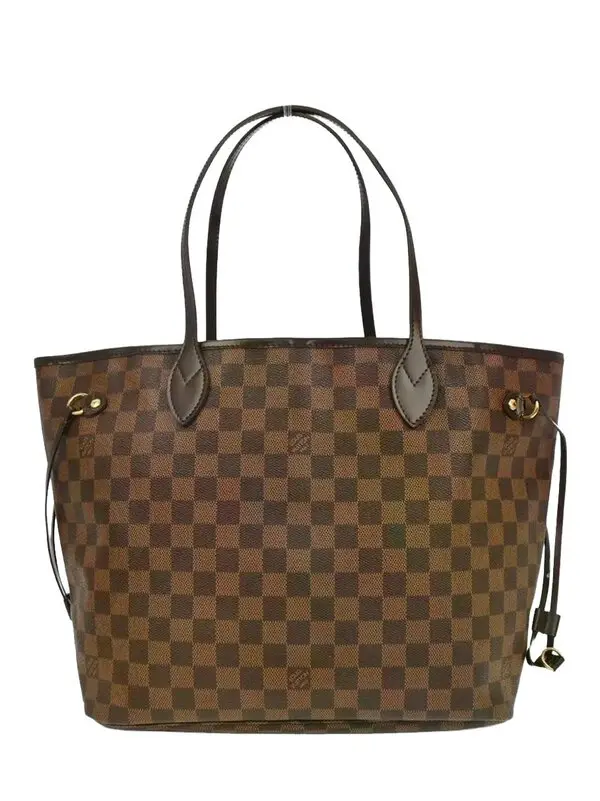 LOUIS VUITTON 2009 Neverfull Checked Tote Bag - Brown