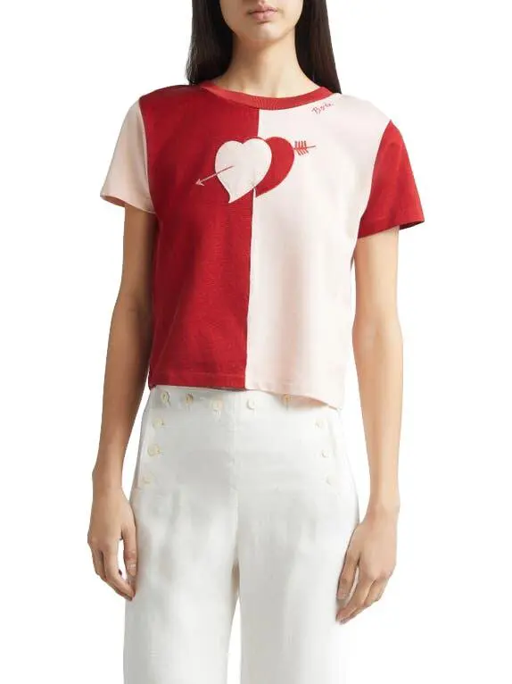BODE Wonderland Colorblock T-shirt - Red Pink