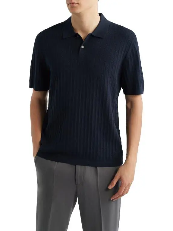 Theory Cable Knit In Light Bilen Polo - Dark Eclipse
