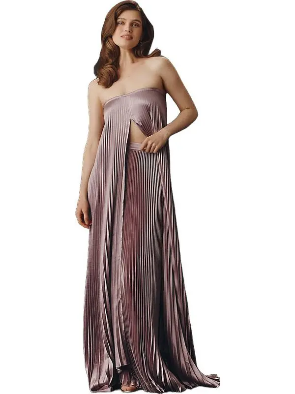 L'IDEE Gala Maxi Skirt With Pleated Design - Rosewood