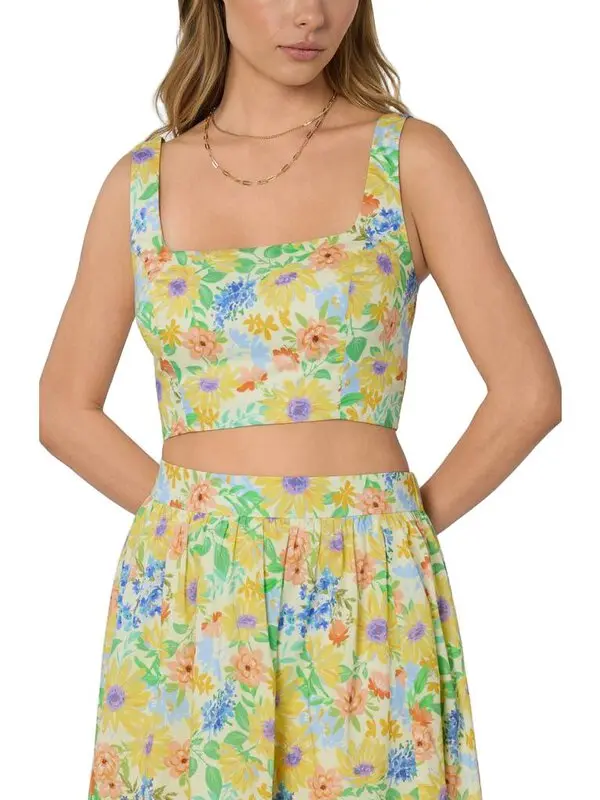 Astr The Label Jolie Floral Crop Top - Yellow Multi Floral