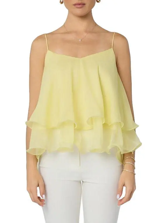 Astr The Label Kira Tiered Babydoll Top - Butter Yellow