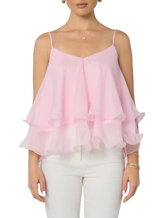Astr The Label Kira Tiered Babydoll Top - Pink