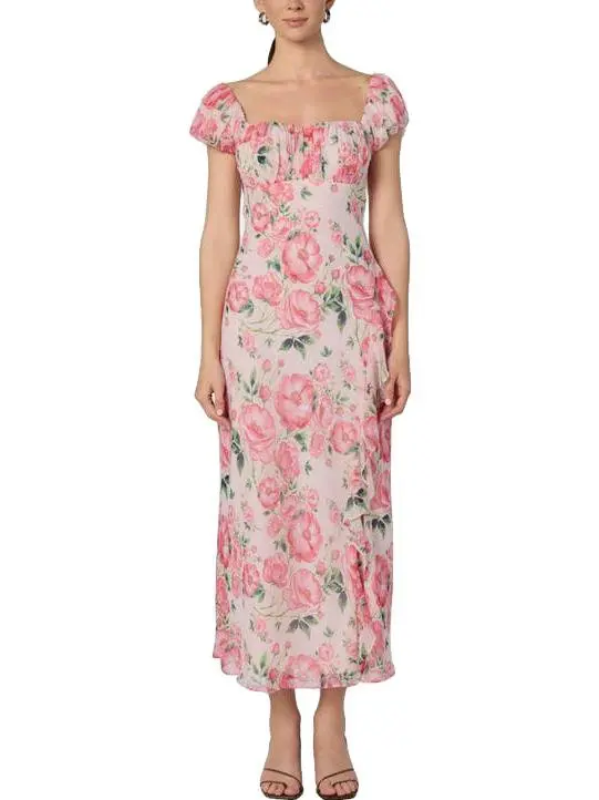 Astr The Label Florence Floral Ruffle Detail Dress - Pink Floral