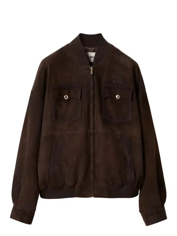 Miu Miu Suede Nappa Leather Jacket - Dark Brown