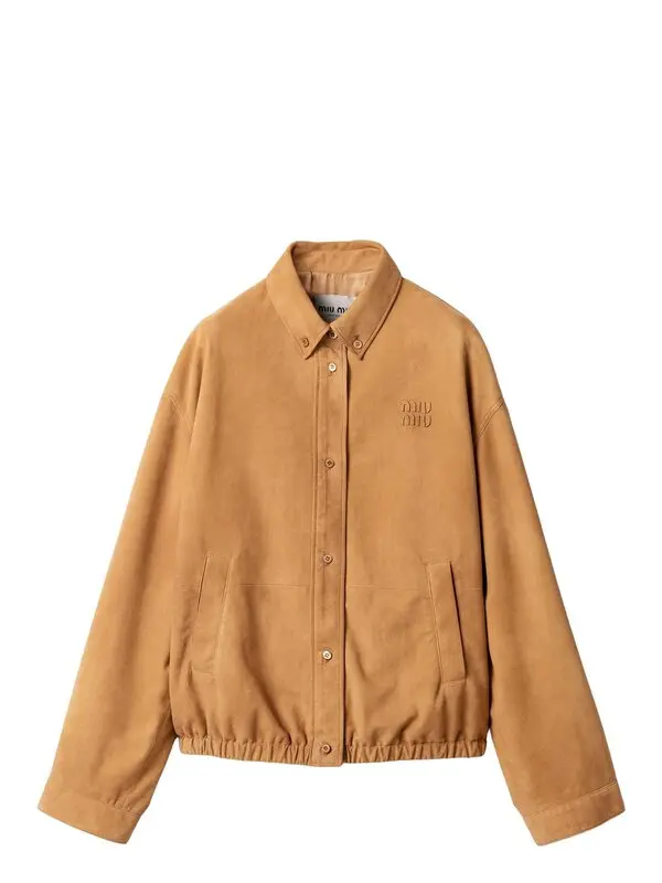 Miu Miu Waxed Suede Blouson Jacket - Honey