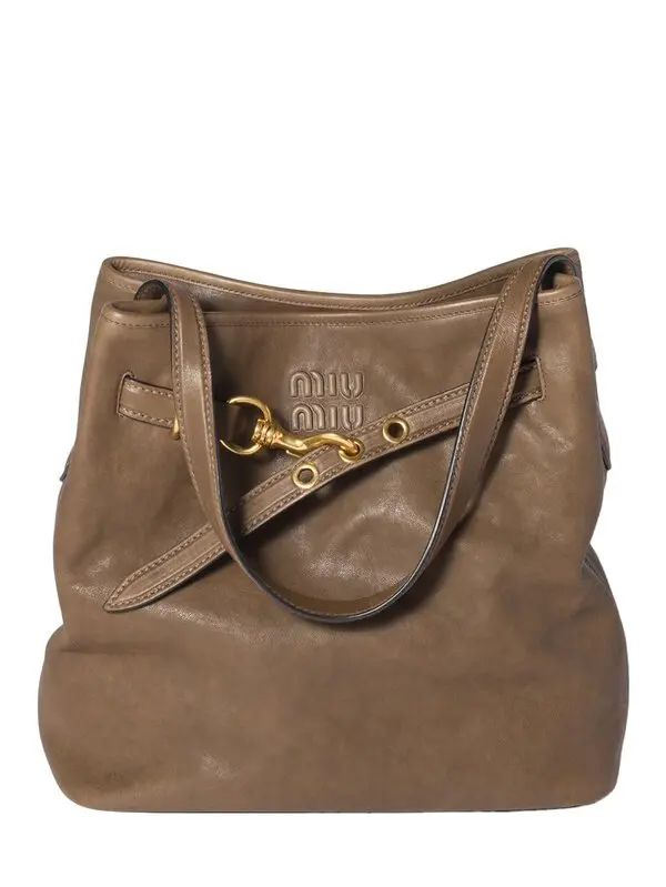 Miu Miu Aventure Nappa Leather Bucket Bag - Tundra