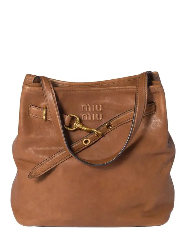 Miu Miu Aventure Nappa Leather Bucket Bag - Oak