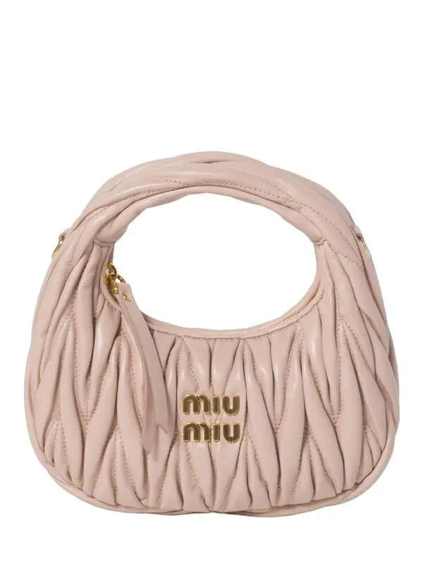 Miu Miu Wander Matelassé Nappa Leather Mini Hobo Bag - Powder Pink