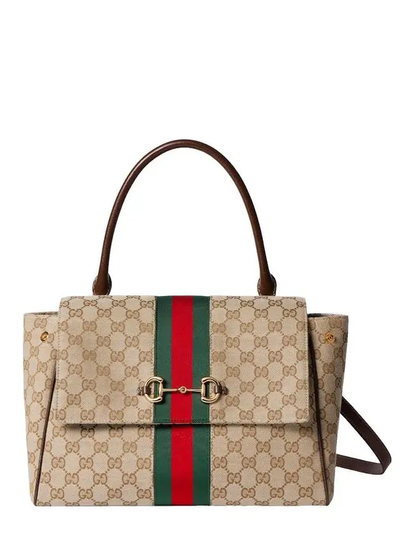 Gucci Paparazzo Medium Top Handle Bag Gg Canvas - Beige