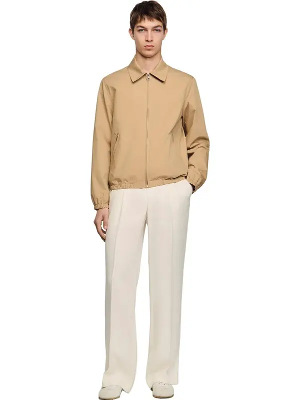Sandro Classic-fit Cotton Zip-up Jacket - Sand