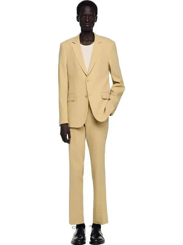Sandro Classic Linen Suit Jacket - Sand