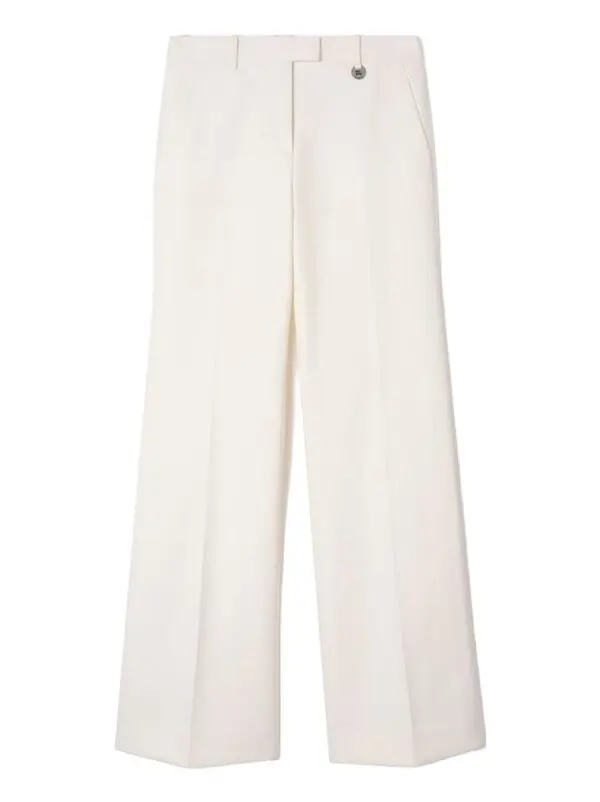Burberry Cotton Blend Tailored Trousers - Seashell White