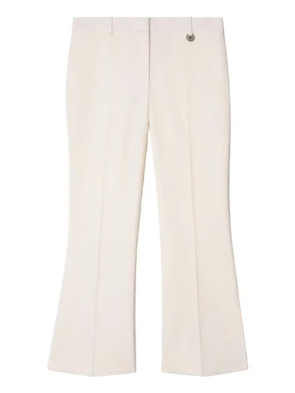 Burberry Cropped Flared Wool Trousers - Cool Alabaster