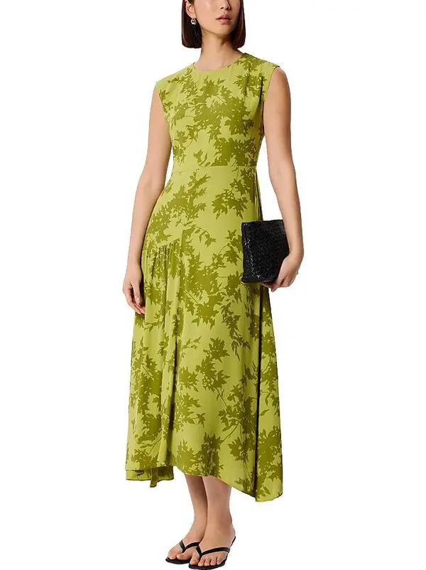 Whistles Floral Asymmetric Dress - Green/multi