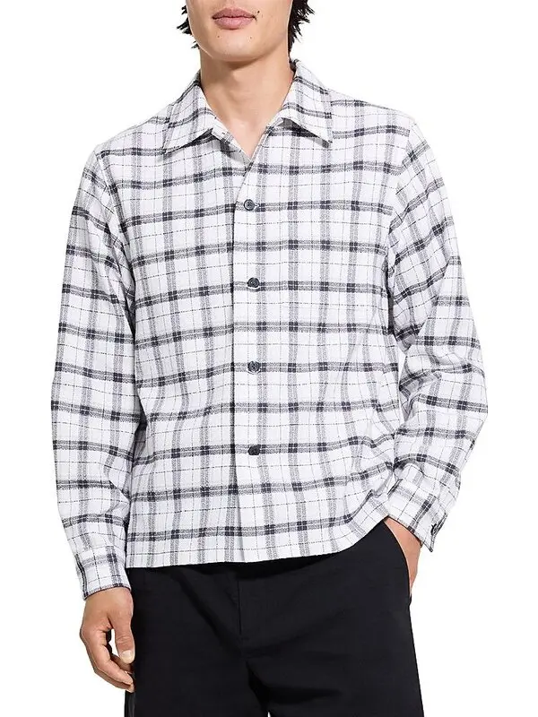 Theory Plaid Button Down Overshirt - Black Multi