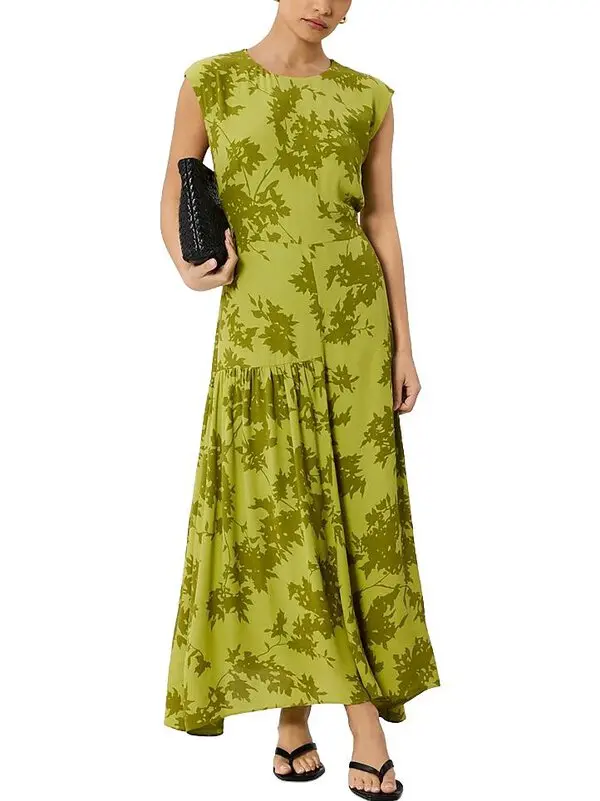 Whistles Floral Asymmetric Dress - Green/multi