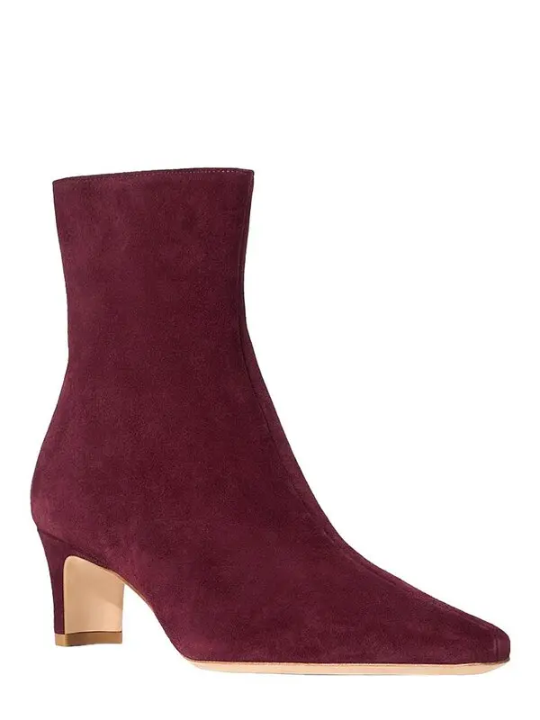 Staud Wally Suede Ankle Booties - Syrah Suede