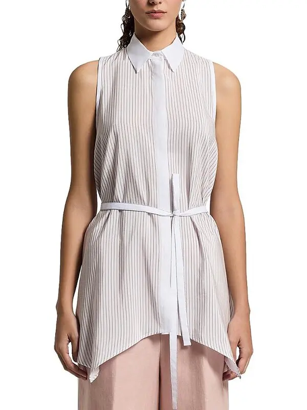 Peserico Sleeveless Tunic Shirt - Brown Bark