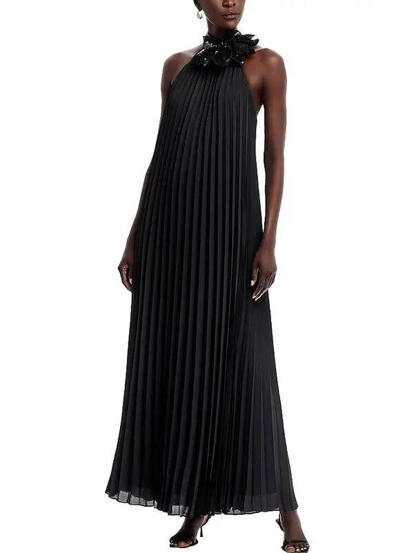 UNGARO Beverly Pleated Dress - Black