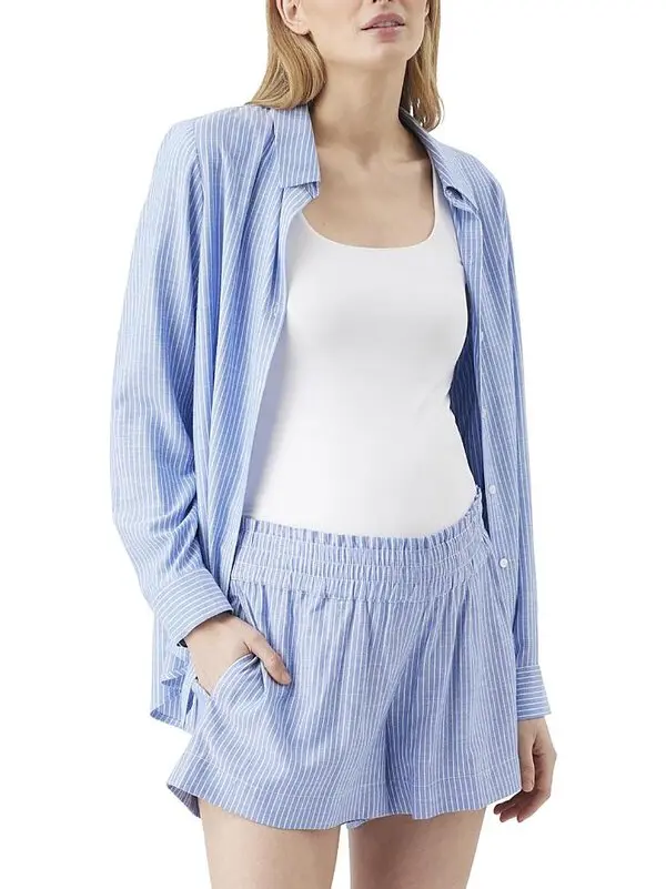 RIPE MATERNITY Abby Stripe Shirt - Blue/white