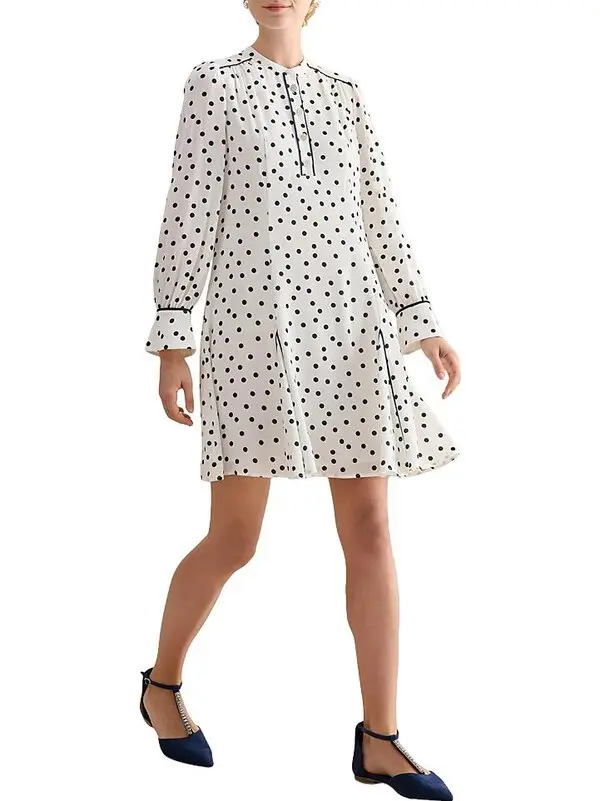 HOBBS LONDON Ruth Button Front Dress - Ivory Midnight