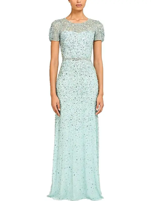 Jenny Packham Epoch Embellished Gown - Crystal Aqua