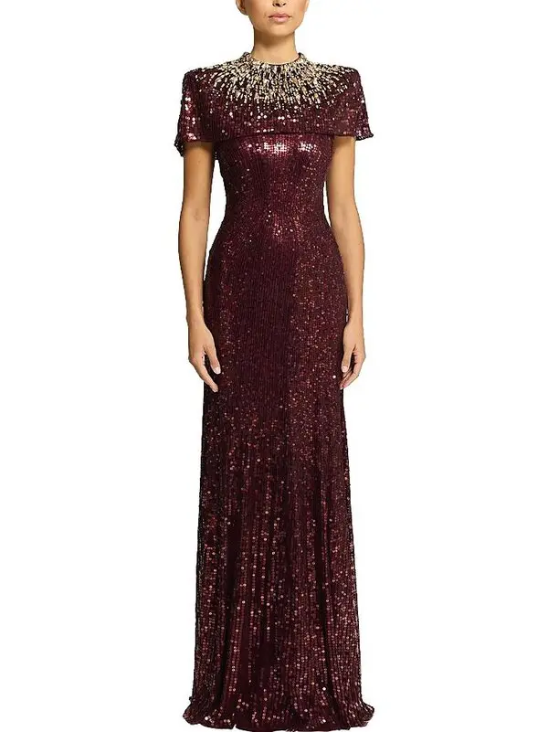 Jenny Packham Sequin-embellished Gown - Cardinal
