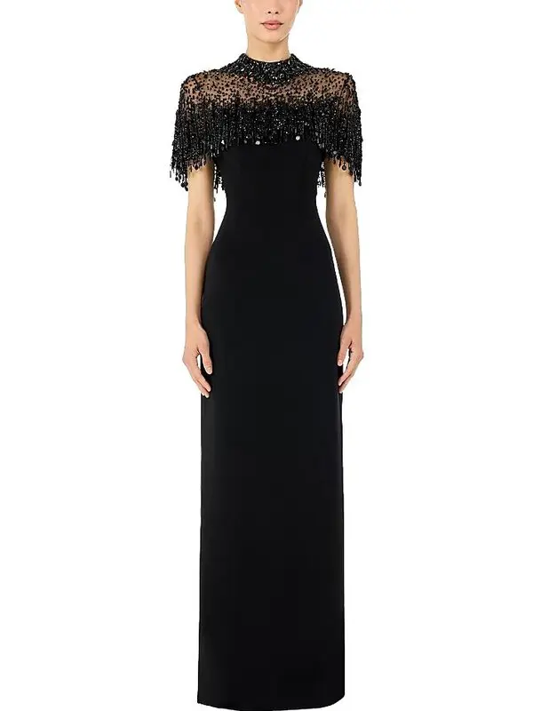 Jenny Packham Livia Beaded-embellishment Maxi Dress - Liquorice