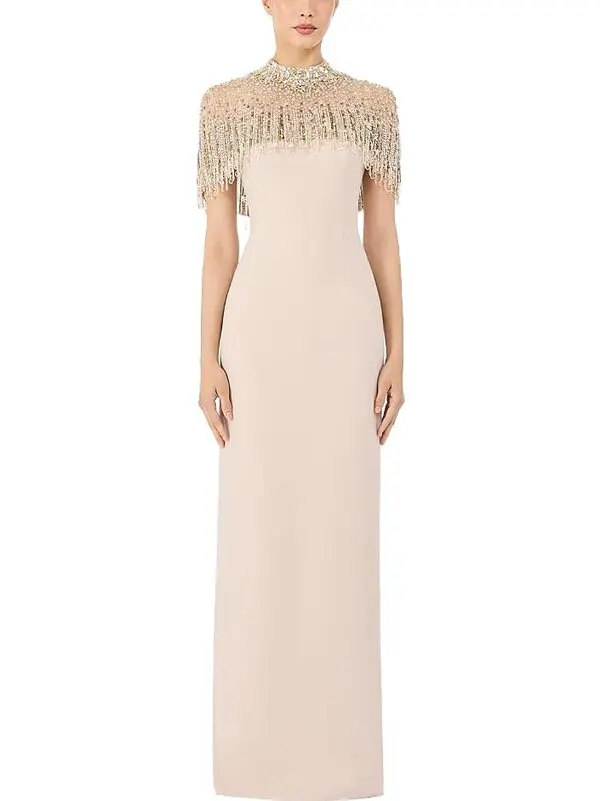 Jenny Packham Livia Beaded-embellishment Maxi Dress - Moonstone