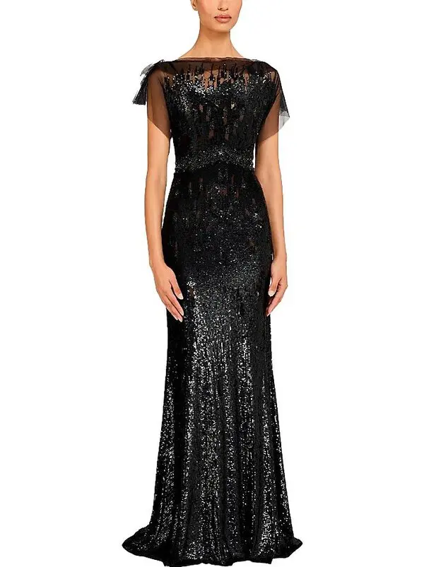 Jenny Packham Magnolia Sequin-embellished Gown - Liquorice