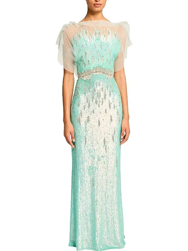 Jenny Packham Magnolia Sequin-embellished Gown - Seafoam Green