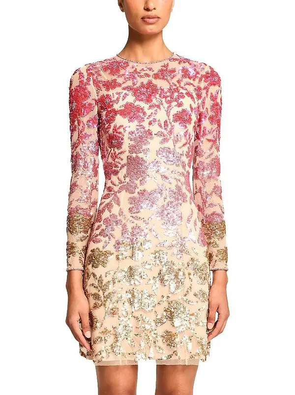 Jenny Packham Jazz Sequin-embellished Floral-pattern Mini Dress - Morganite