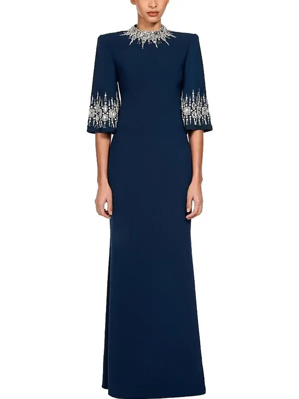 Jenny Packham Ilana Embellished Maxi Dress - Blackthorne Blue