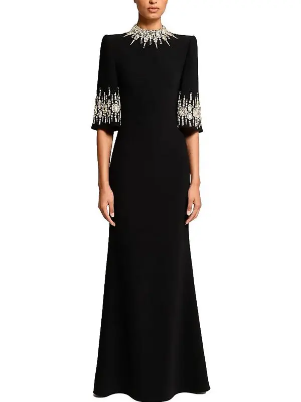 Jenny Packham Ilana Embellished Maxi Dress - Liquorice
