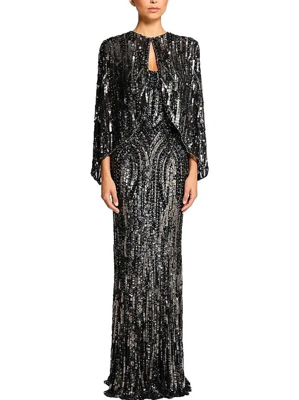Jenny Packham Sequin-embellished Maxi Dress - Liquorice