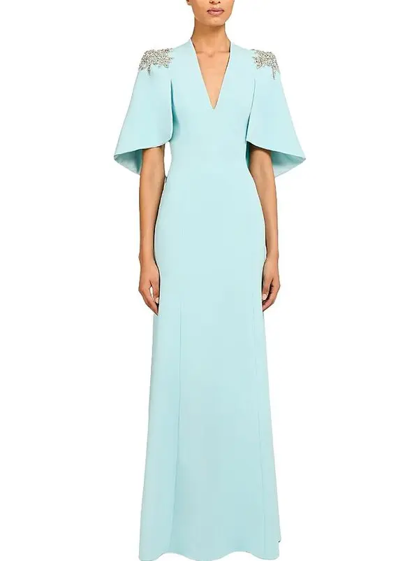 Jenny Packham Star Shower Rhinestone-embellished Maxi Gown - Crystal Aqua