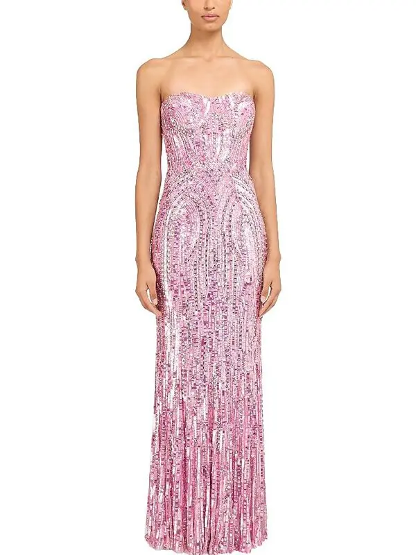 Jenny Packham Sequin-embellished Strapless Gown - Parma Violet