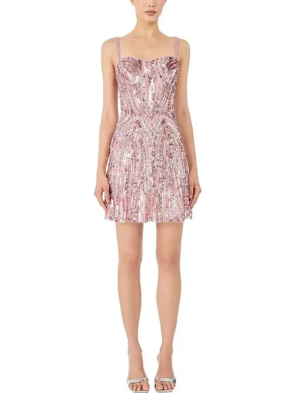 Jenny Packham Rebecca Sequin-embellished Mini Dress - Pink Pearl