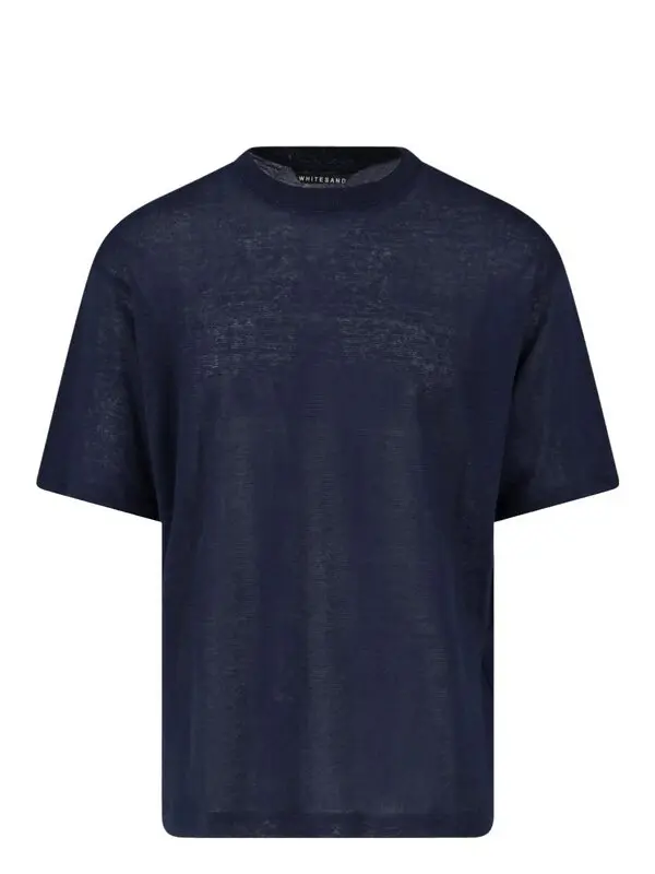 WHITE SAND Linen Blend T-shirt - Blue