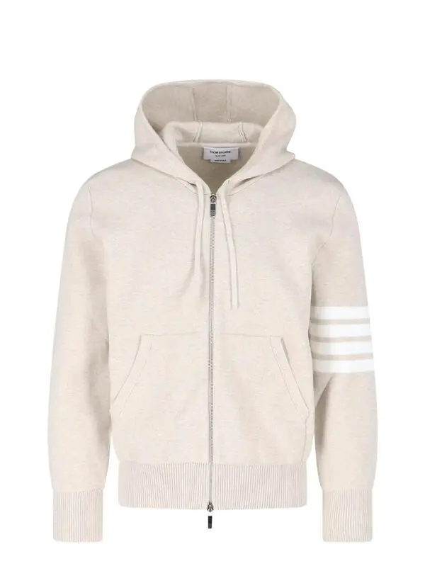 Thom Browne Bar Zip-up Hoodie - Beige