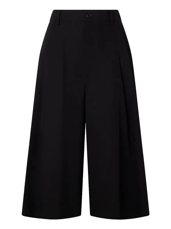 AMOMENTO Cotton-blend Wide-leg Bermuda Shorts - Black