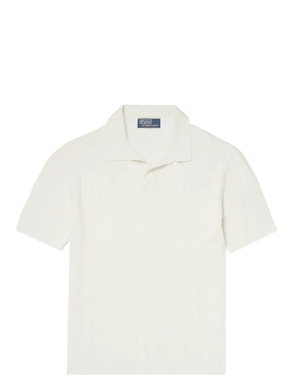 Polo Ralph Lauren Open-collar Ribbed Linen Polo Shirt - Neutrals