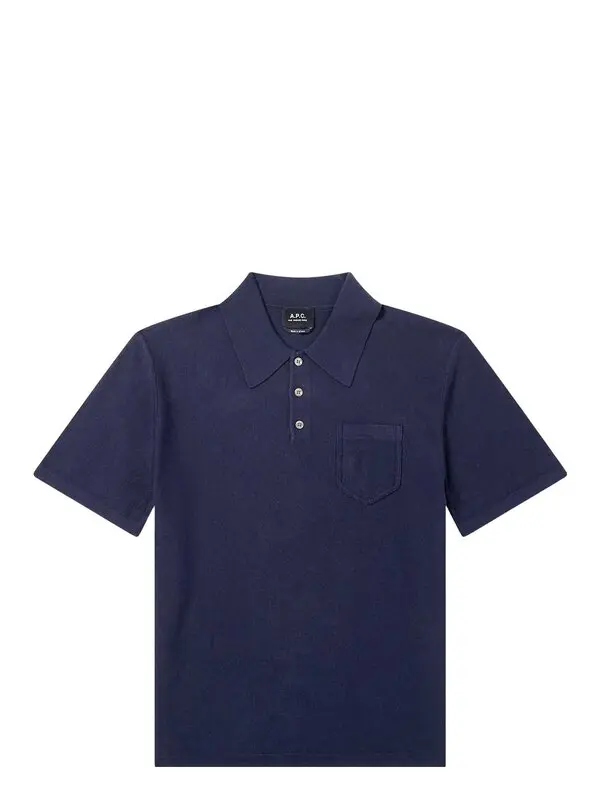 A.p.c. Eliot Cotton And Cashmere-blend Polo Shirt - Blue